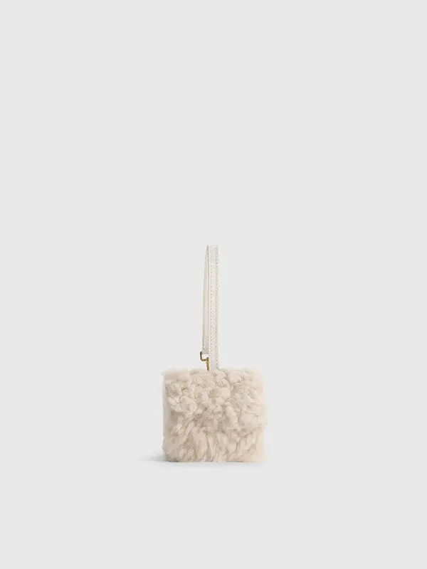 ATP ATELIER Selva Vanilla/linen Shearling/leather Key Chain - Vanilla,linen