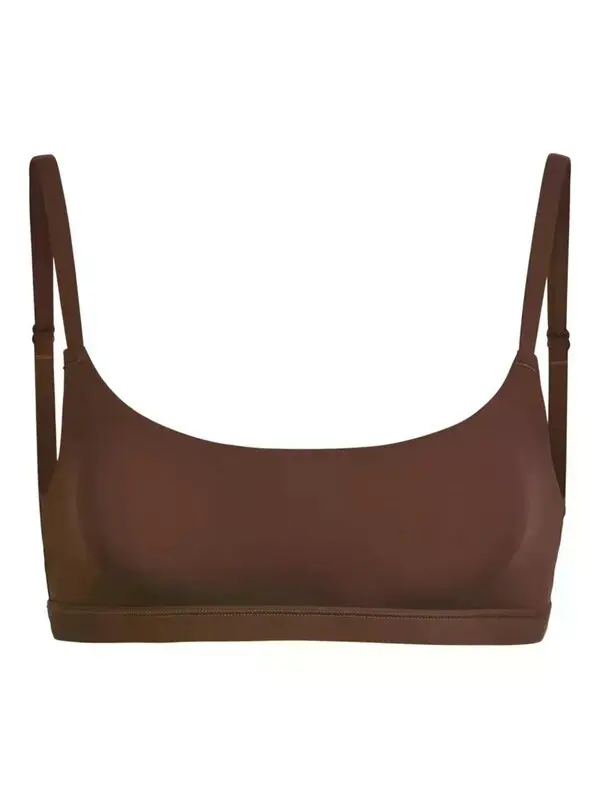 SKIMS Adjustable-straps Scoop-neck Bralette - Brown