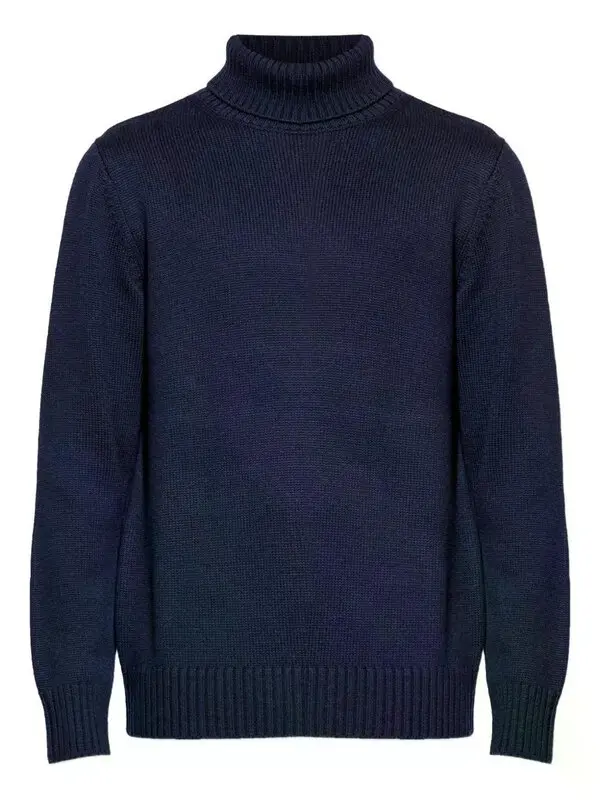 Add Roll-neck Knit Sweater - Blue