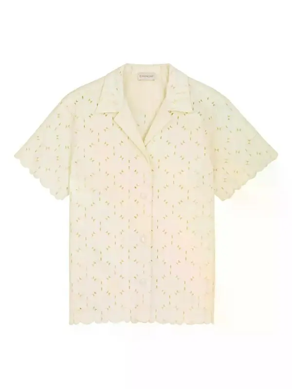 Moncler Broderie-anglaise Short-sleeves Shirt - Neutrals