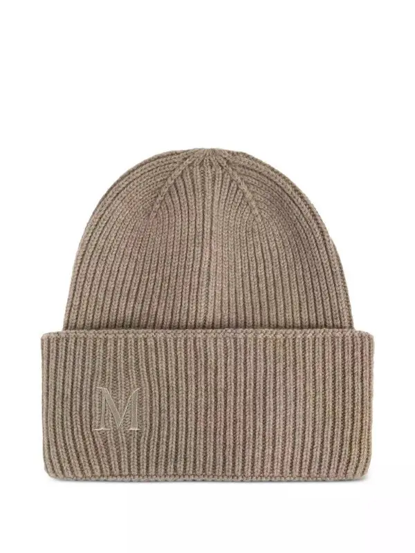 Max Mara Ribbed Embroidered Beanie - Neutrals