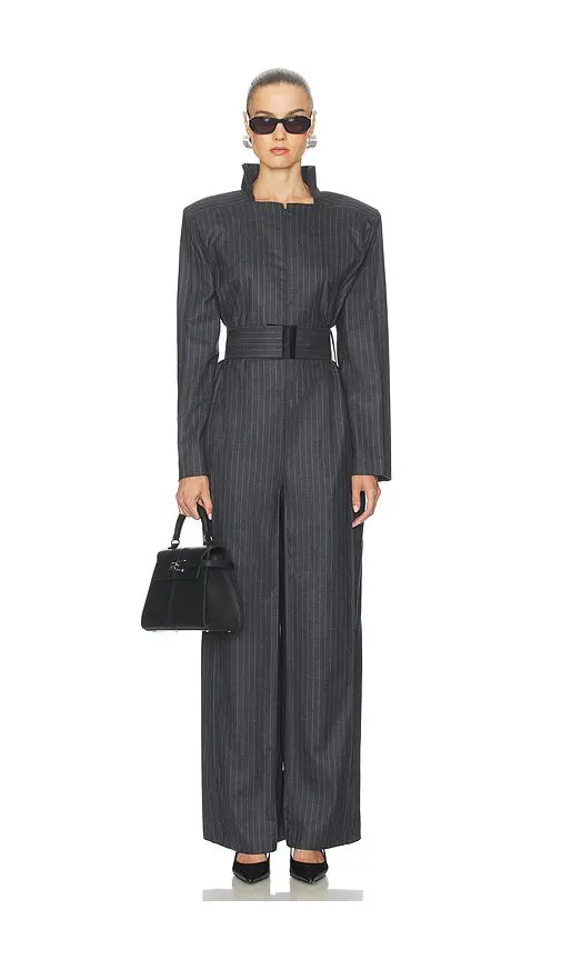 Bevza Pinstriped Jumpsuit - Grey
