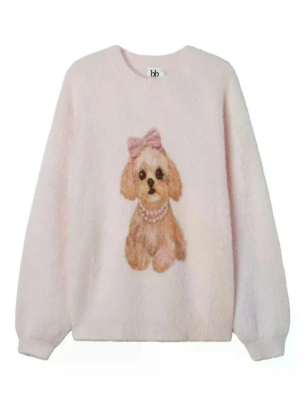 B+AB Dog Graphic Sweater - Pink