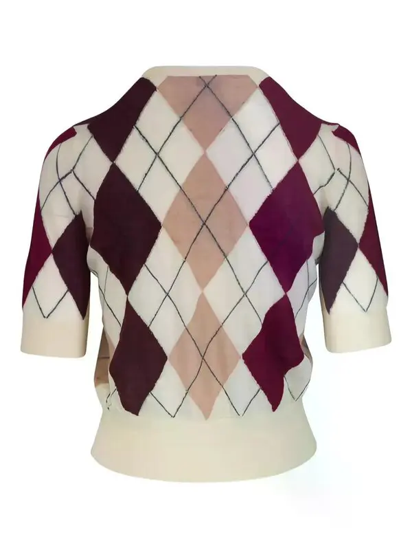 Khaite Argyle-pattern Short-sleeve Top