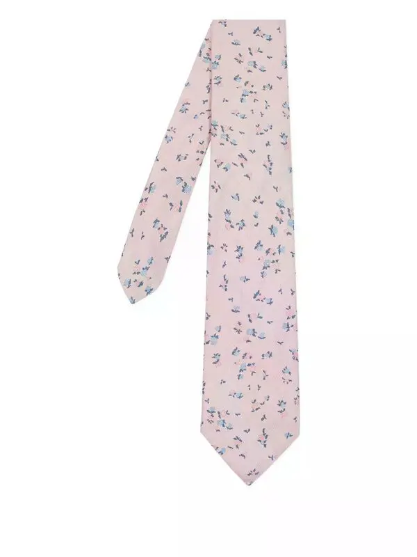 Paul Smith Floral Print Silk Tie - Pink