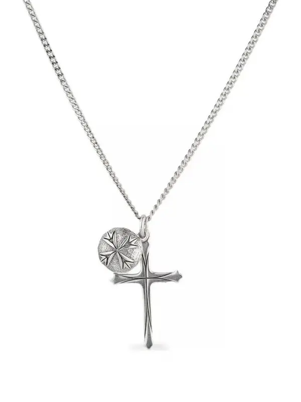 Emanuele Bicocchi Scudo Cross Logo Necklace - Silver