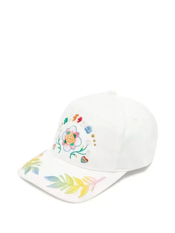 Casablanca Laurel Embroidered Cap - White