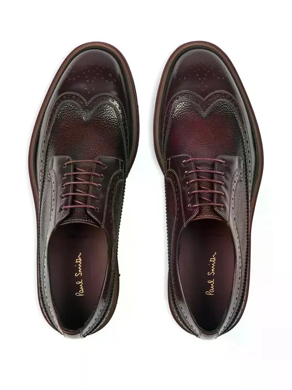Paul Smith Leather Wingtip Derby Shoes In Red - 60% Off 