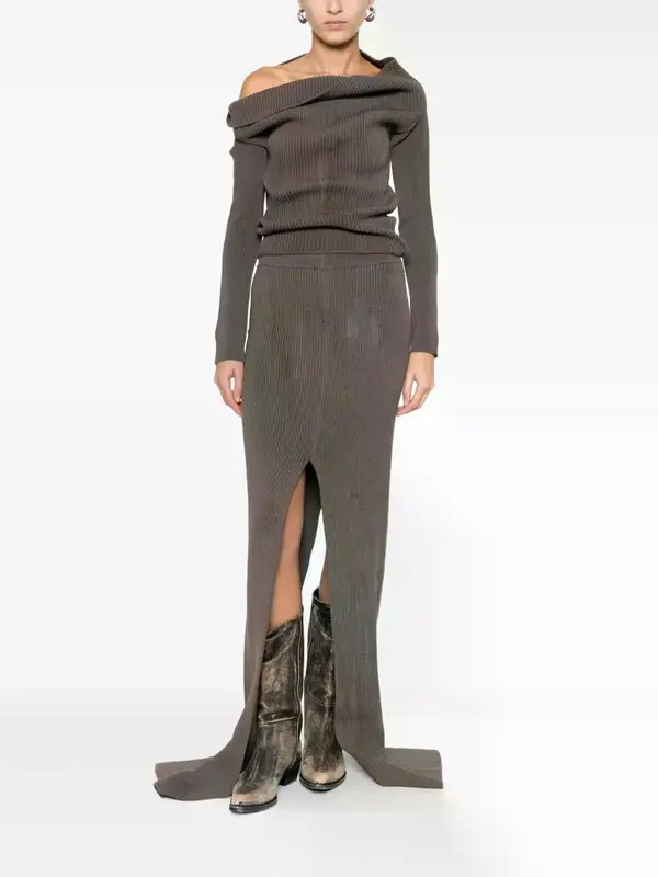 Rick Owens Ribbed Slit Skirt