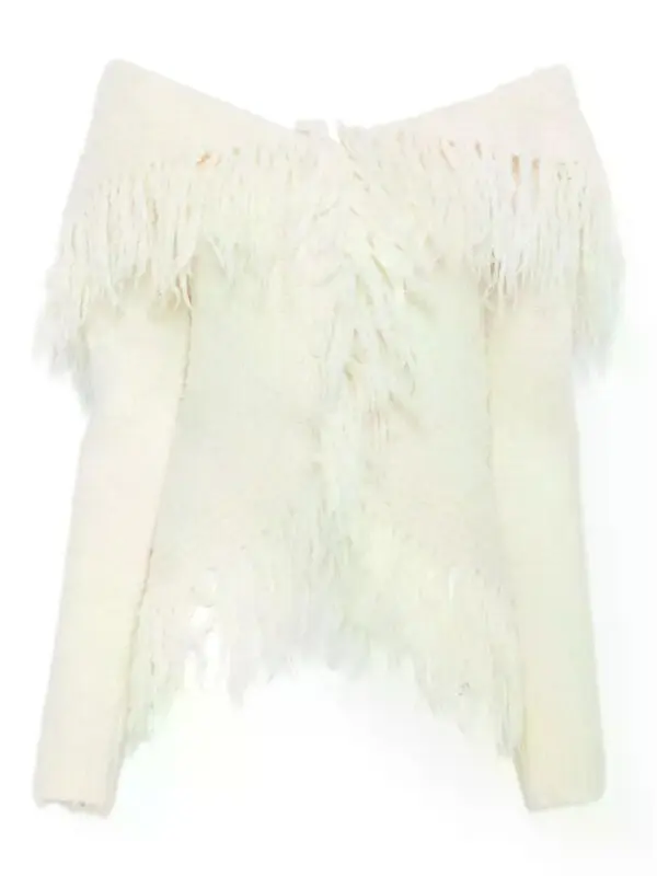 Cult Gaia Fringed Merino-blend Cardigan - Neutrals
