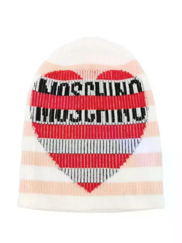 Moschino Striped Beanie - Pink