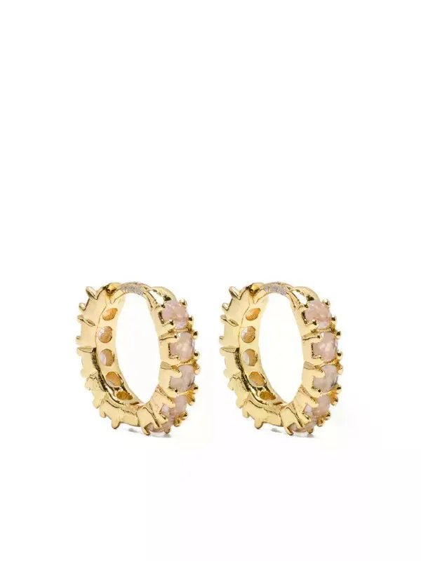 RYENN'S EYES Rose Quartz Huggie Earrings - Gold