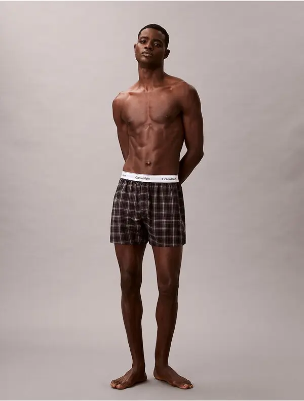 Calvin Klein Cotton Poplin Boxer - Dunn Plaid / Ashford Grey
