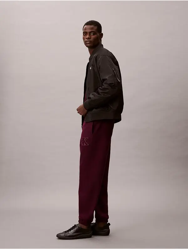 Calvin Klein Fleece Monogram Patch Joggers - Passion Plum
