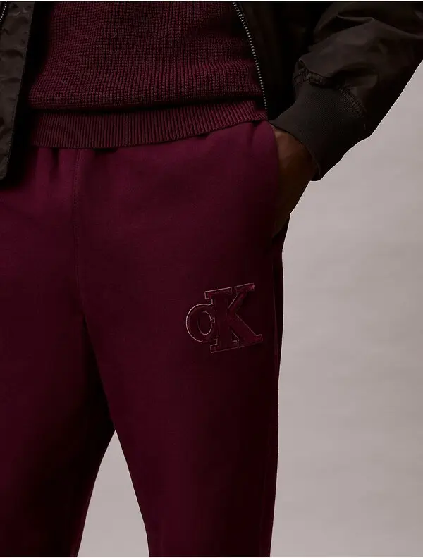 Calvin Klein Fleece Monogram Patch Joggers - Passion Plum