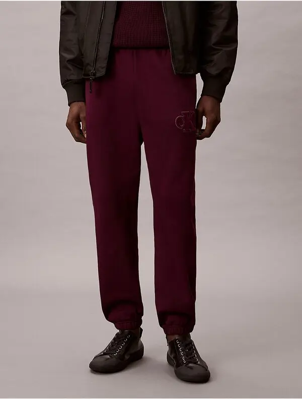 Calvin Klein Fleece Monogram Patch Joggers - Passion Plum