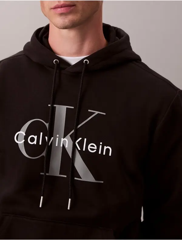 Calvin Klein Monologo Fleece Hoodie - Black