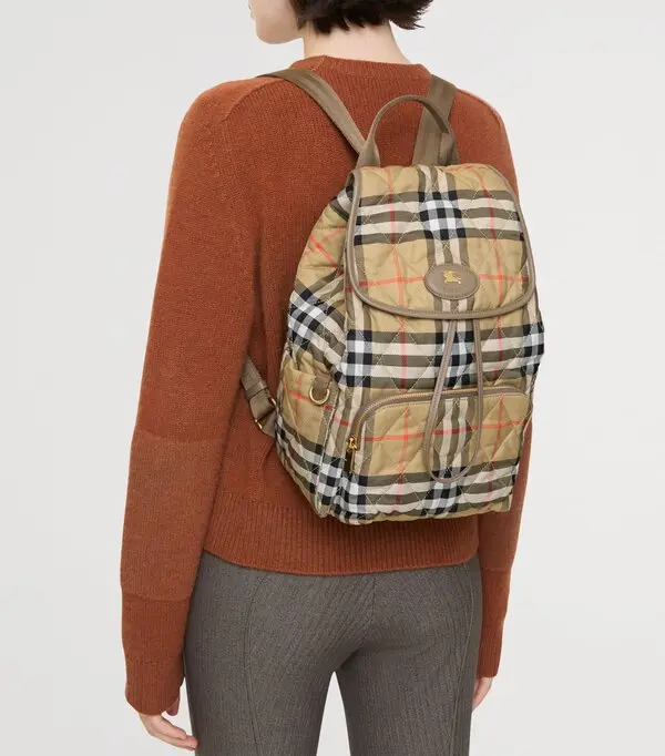 Burberry Check Quilted Nylon Backpack - Beige