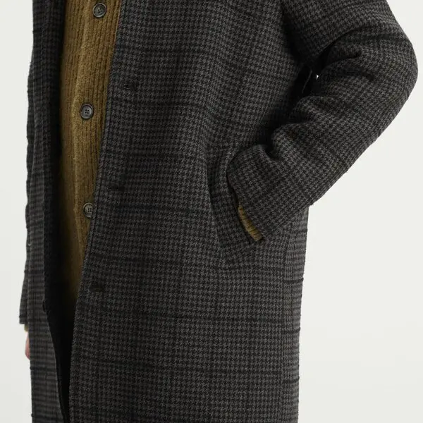 WAX LONDON Stan Puppytooth Check Coat - Navy/grey