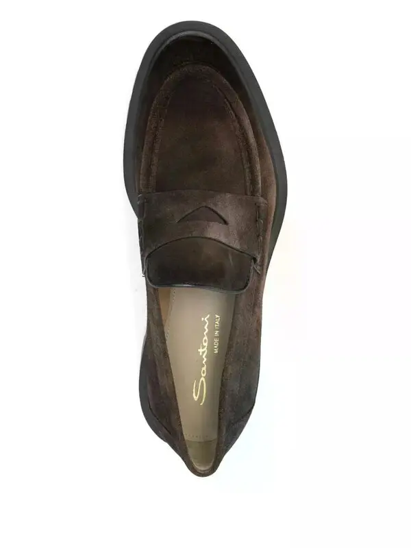 Santoni Suede Penny Loafers