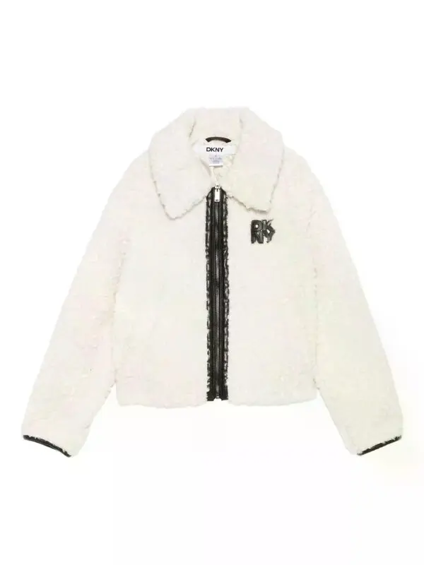 Dkny Logo-patch Zip-up Jacket - White