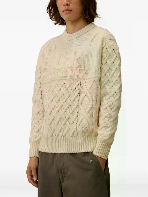 C.P. COMPANY Logo-embroidered Cable-knit Sweater