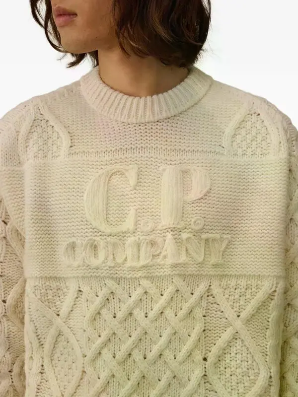 C.P. COMPANY Logo-embroidered Cable-knit Sweater