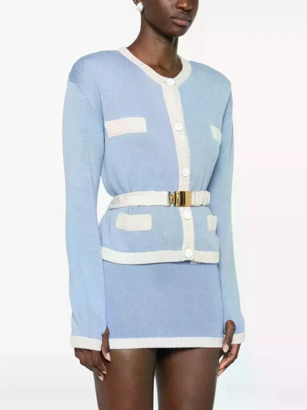 ROWEN ROSE Two-tone Belted Cardigan