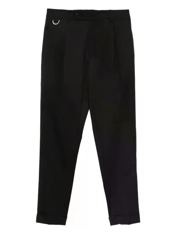 LOW BRAND Pleated Straight-leg Trousers - Black