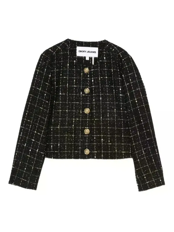 Dkny Check-pattern Cropped Jacket