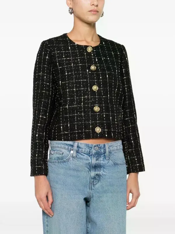 Dkny Check-pattern Cropped Jacket