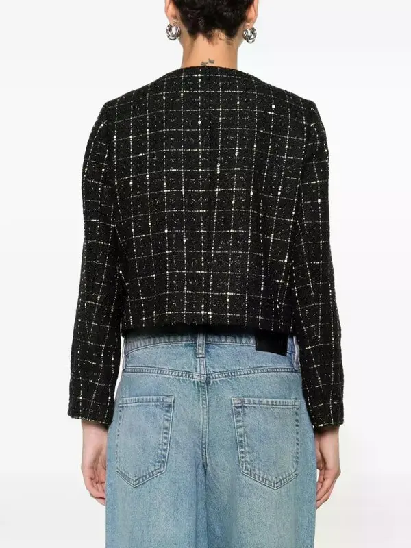 Dkny Check-pattern Cropped Jacket