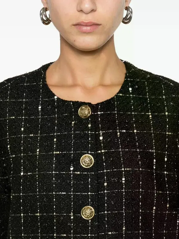Dkny Check-pattern Cropped Jacket