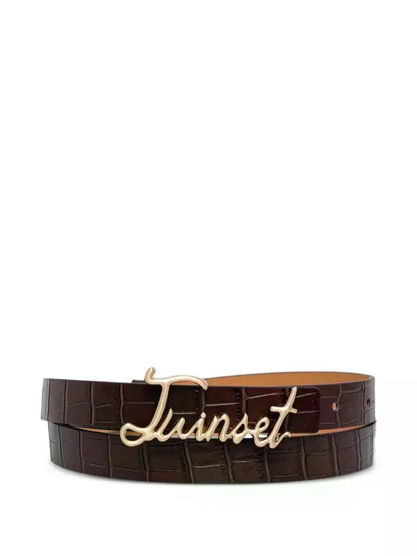 TWINSET Logo-buckle Leather Belt - Brown