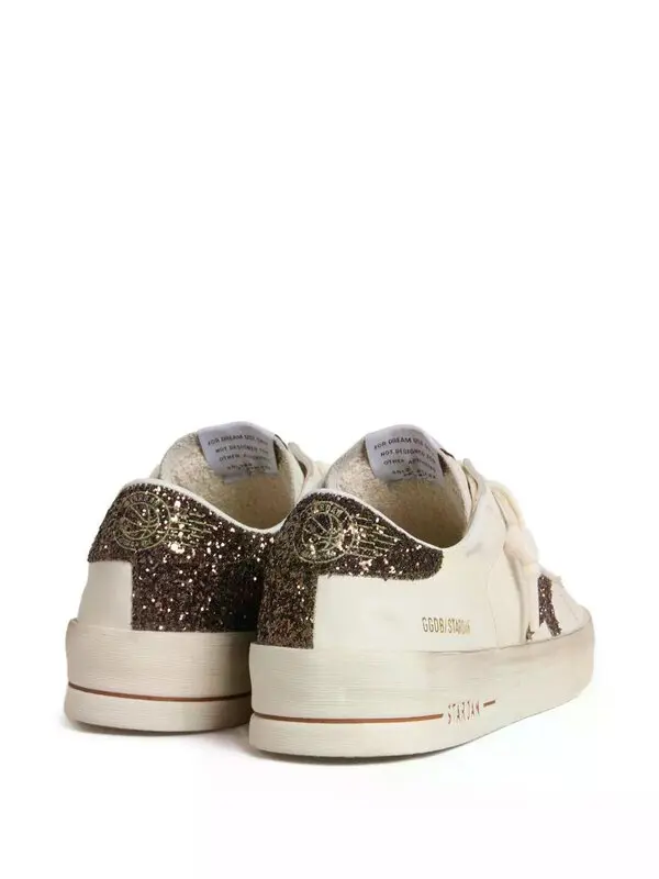 GOLDEN GOOSE Stardan Leather Trainers With Glitter Star - Neutrals