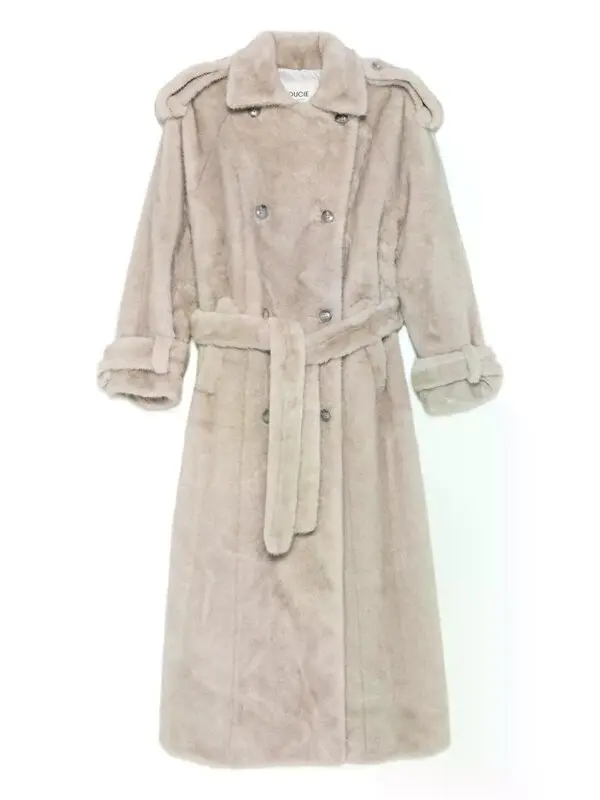DUCIE Thalia Double-breasted Faux Fur Coat
