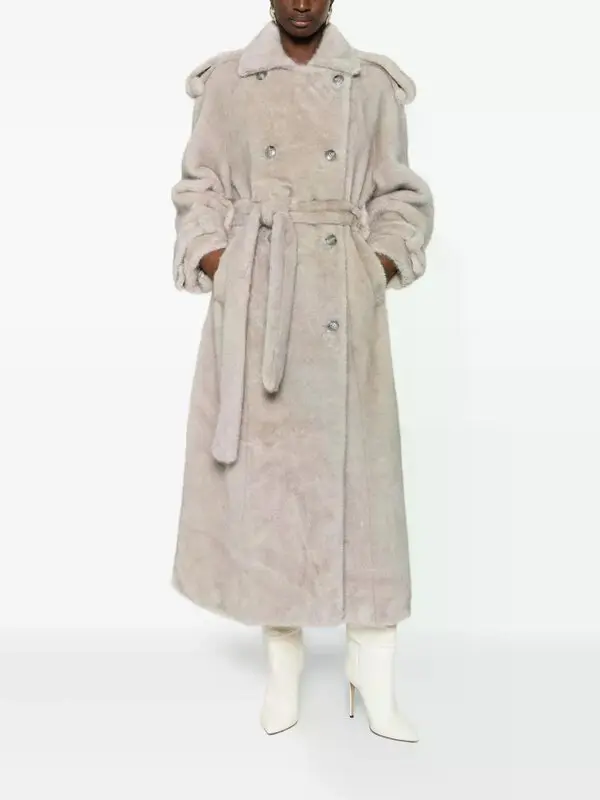 DUCIE Thalia Double-breasted Faux Fur Coat
