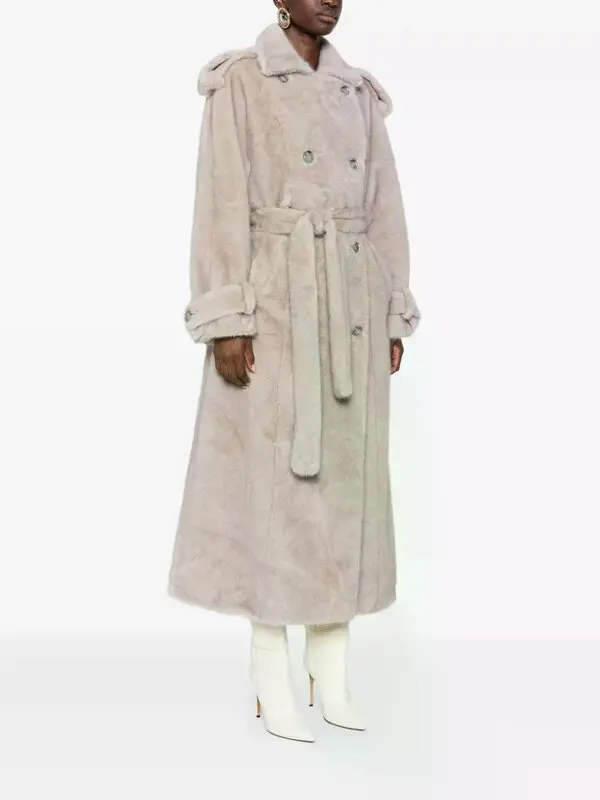 DUCIE Thalia Double-breasted Faux Fur Coat