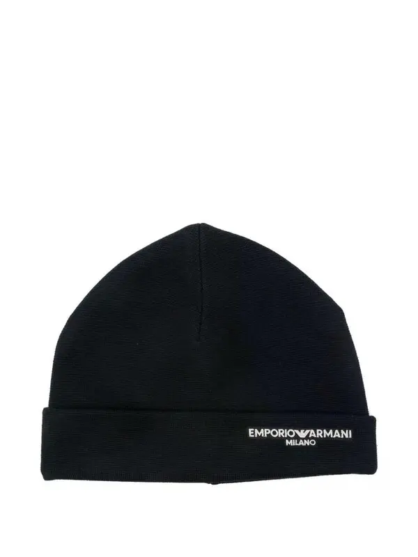 Emporio Armani Logo-embroidered Beanie - Blue