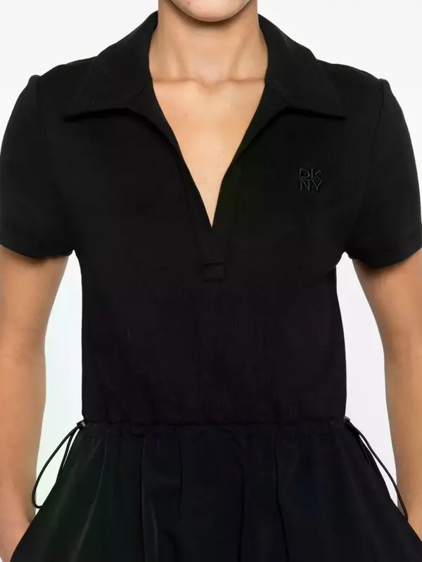 Dkny Logo-embroidered Polo-collar Midi Dress - Black | Editorialist