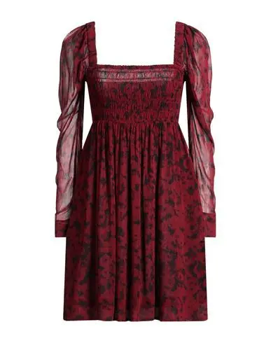 GANNI Mini Flared Georgette Dress - Burgundy