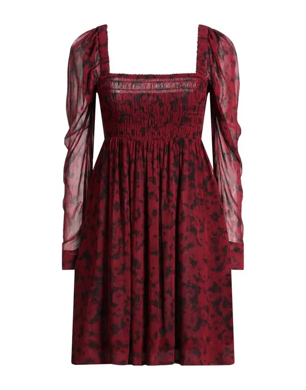 GANNI Mini Flared Georgette Dress - Red