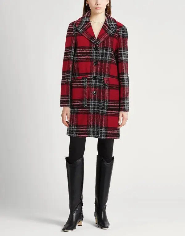 LIU •JO Tartan Wool Blend Coat
