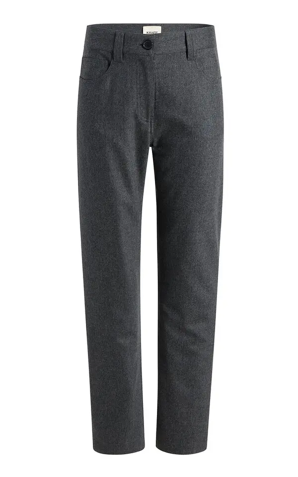 Khaite Callum Mid-rise Wool Straight-leg Pants - Grey