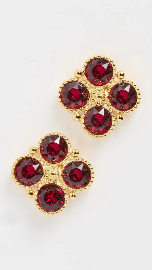 KENNETH JAY LANE Gold Plated Crystal Stud Earrings
