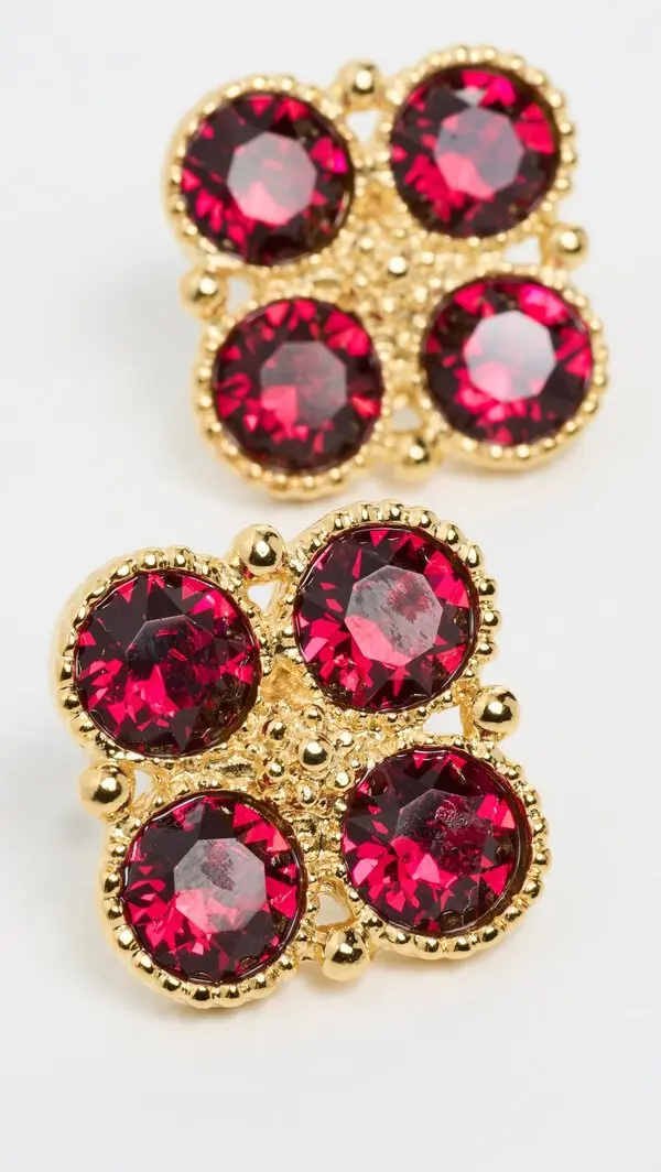 KENNETH JAY LANE Gold Plated Crystal Stud Earrings