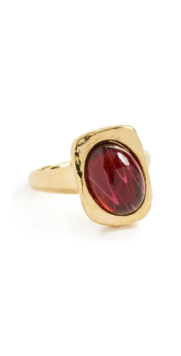 KENNETH JAY LANE Gold Plated Ring With Ruby - Gold/flaw Ruby