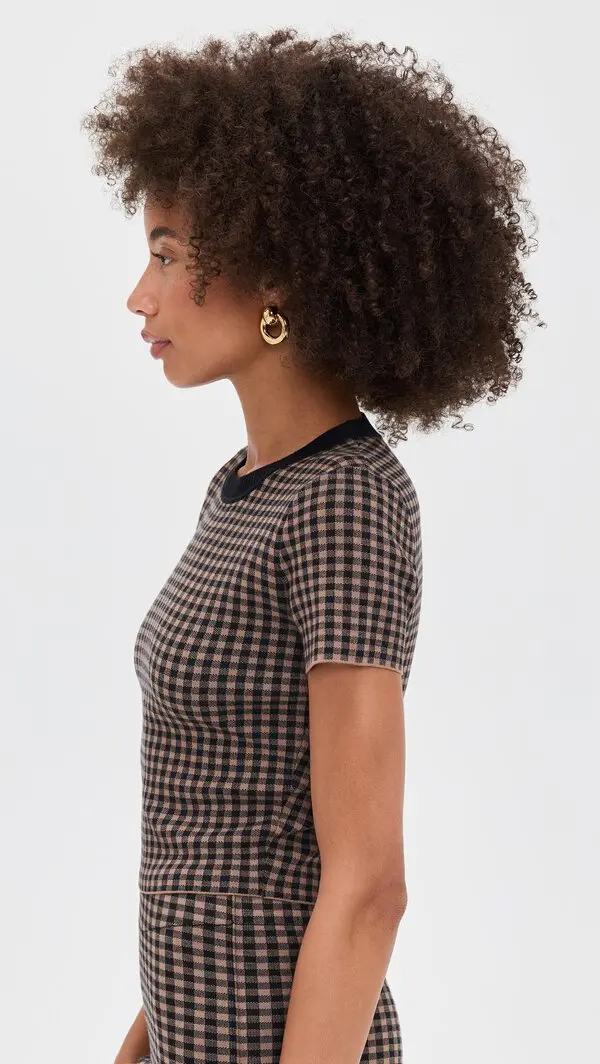 LE BOP Gingham Knit Tee - Chocolate/black