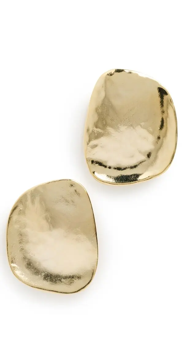 KENNETH JAY LANE Hammered Dapped Disc Earrings - Gold