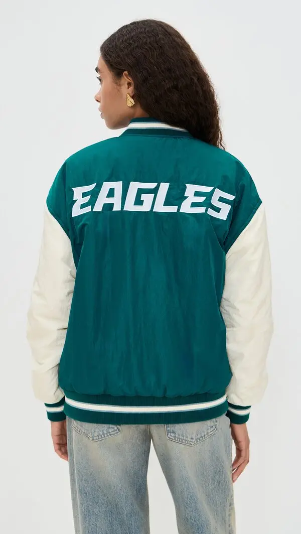 Terez Eagles Colorblock Bomber Jacket - Eagles Midnight Green/sugar